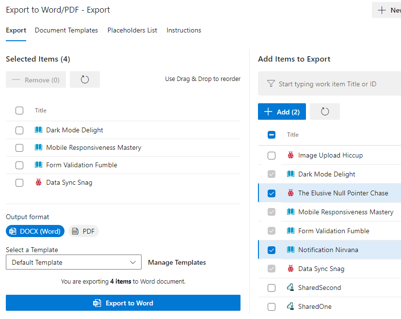 Export to Word/PDF - Visual Studio Marketplace