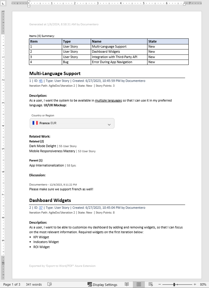 Export to Word/PDF - Visual Studio Marketplace